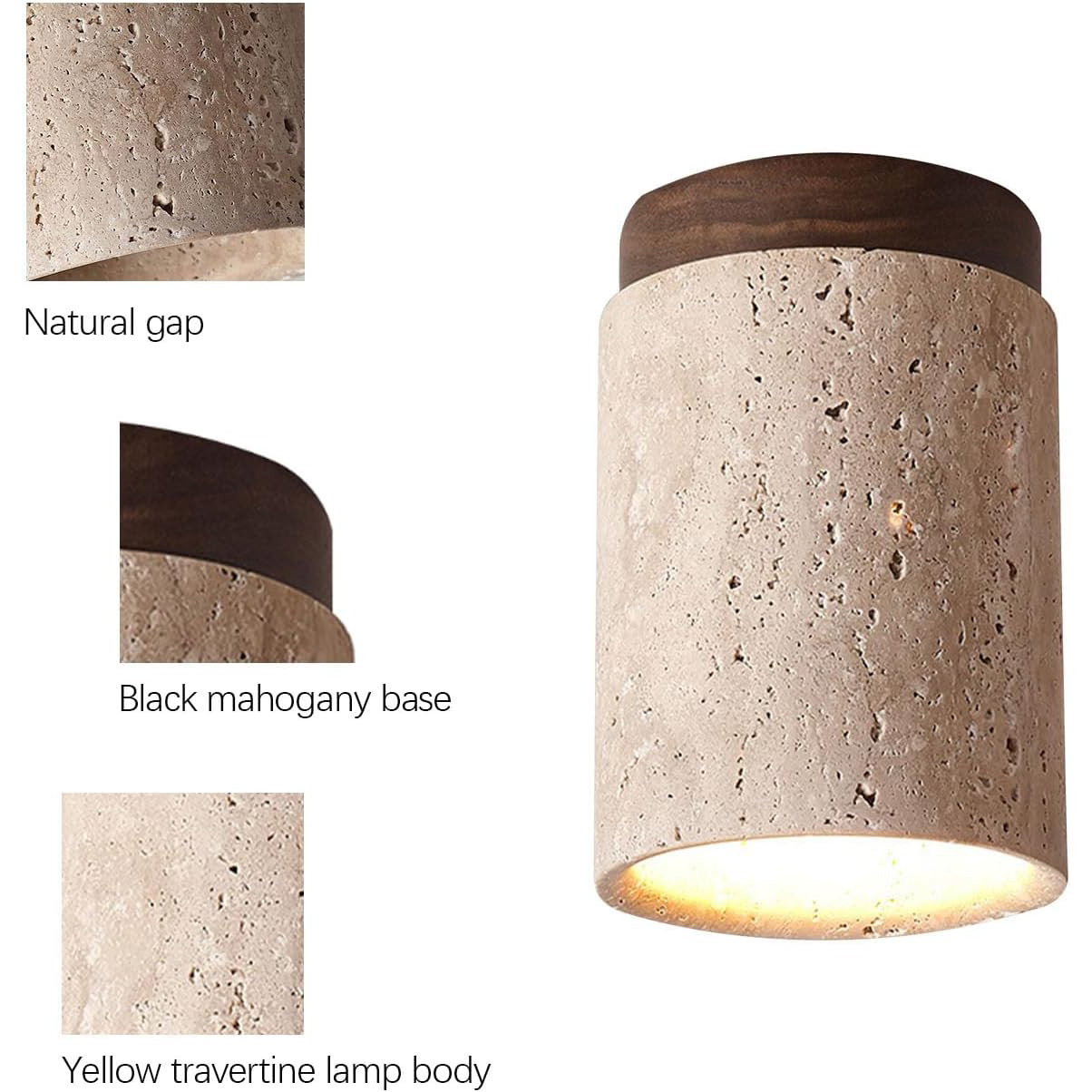 Minimalist Stone Ceiling Downlight | Modern Wood Color Cylinder Ceiling Spot Light | Ping Lighting